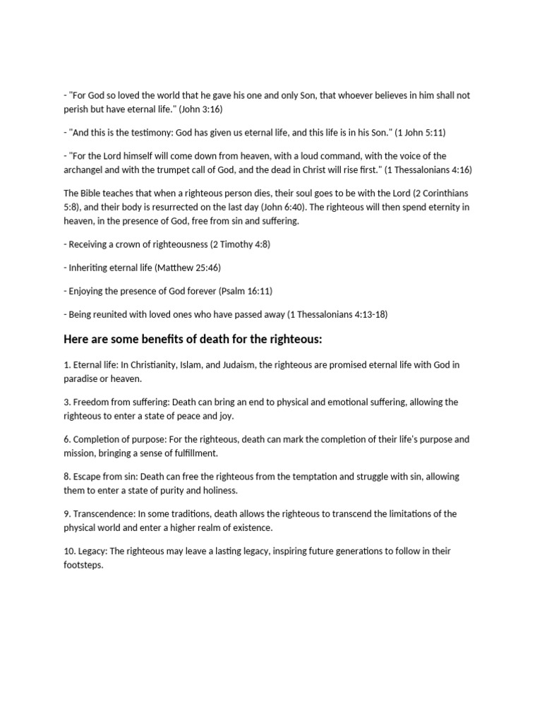 Benefits of Death | PDF