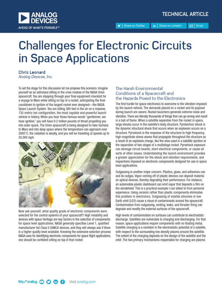 Challenges For Electronic Circuits in Space Applications | PDF | Amplifier | Spacecraft