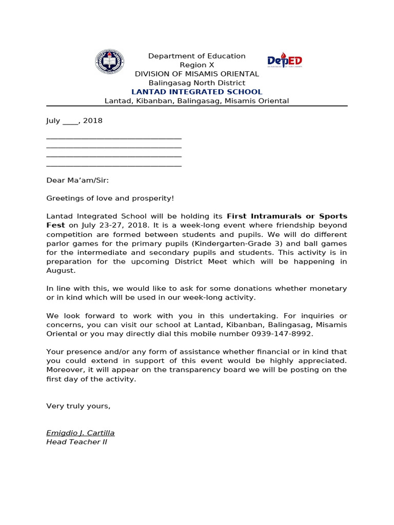 Solicitation For Intrams | PDF