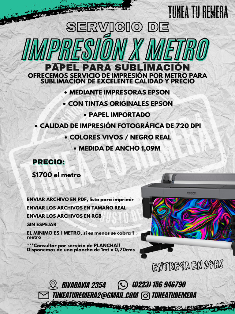Impresion X Metro Subli | PDF