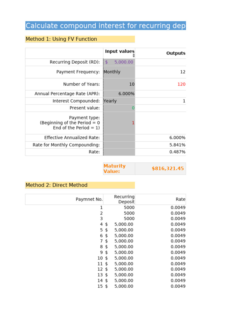 Excel RD Compound Interest Guide | PDF | Compound Interest | Interest