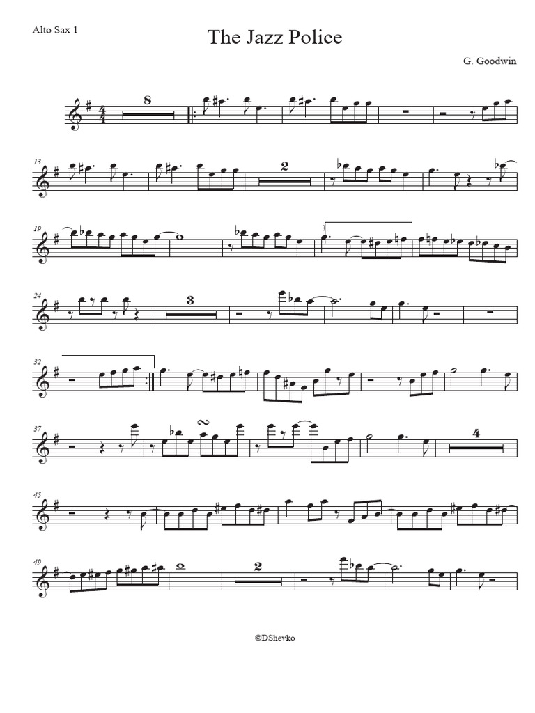 The Jazz Police Bass-Guitar - Alto Sax 1 | PDF
