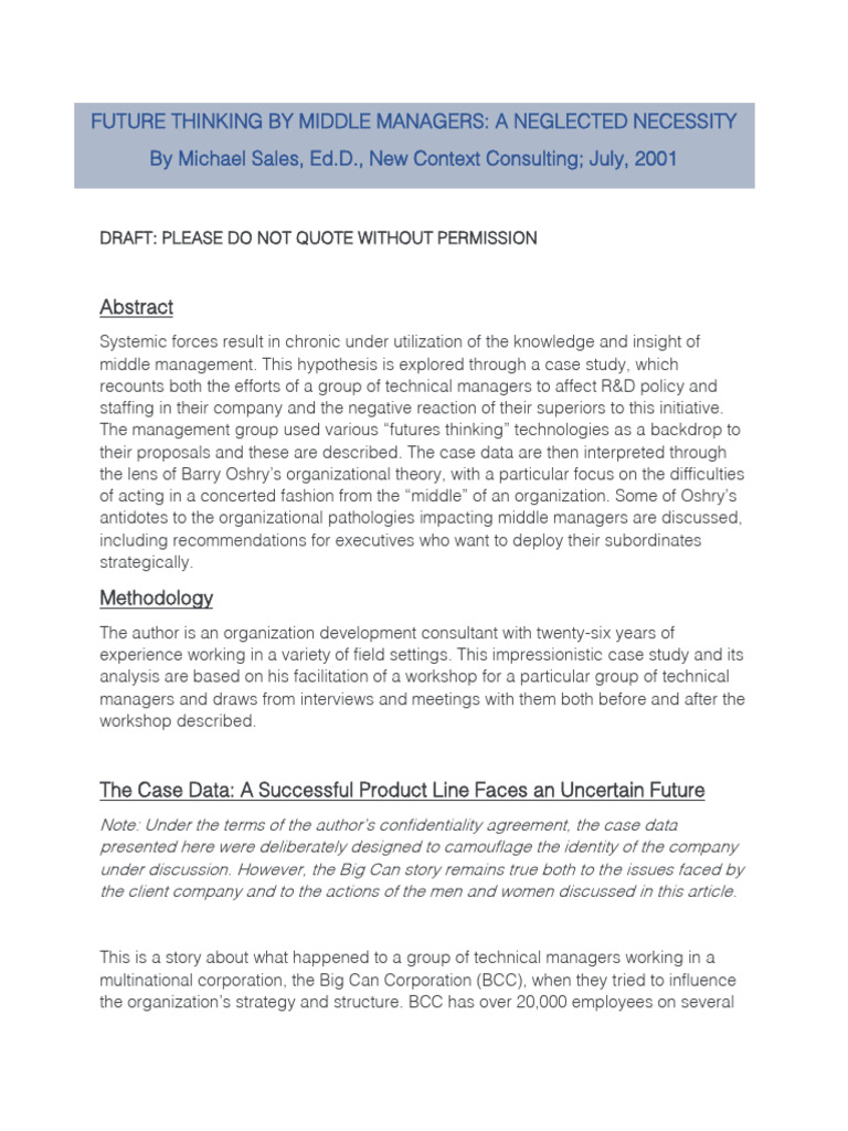 Future Thinking by Middle Managers | PDF | System | Recycling