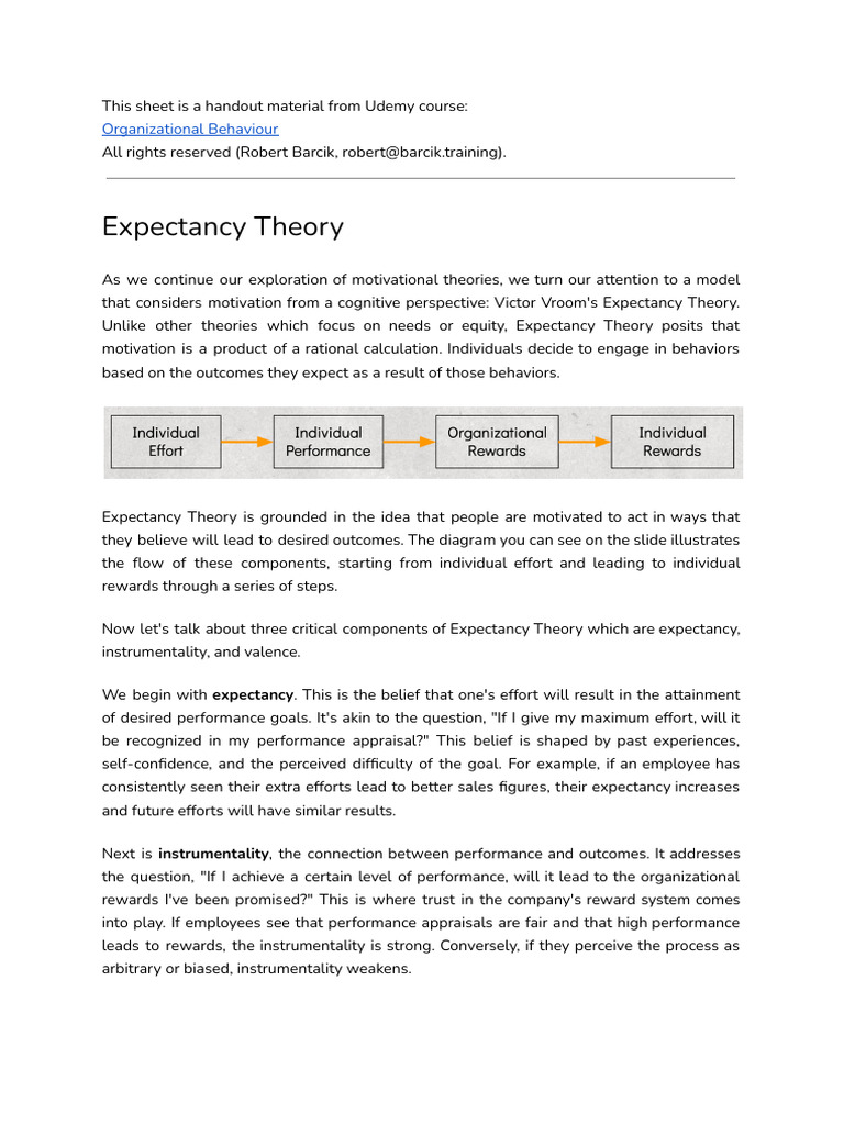 Expectancy+Theory | PDF | Motivational | Motivation