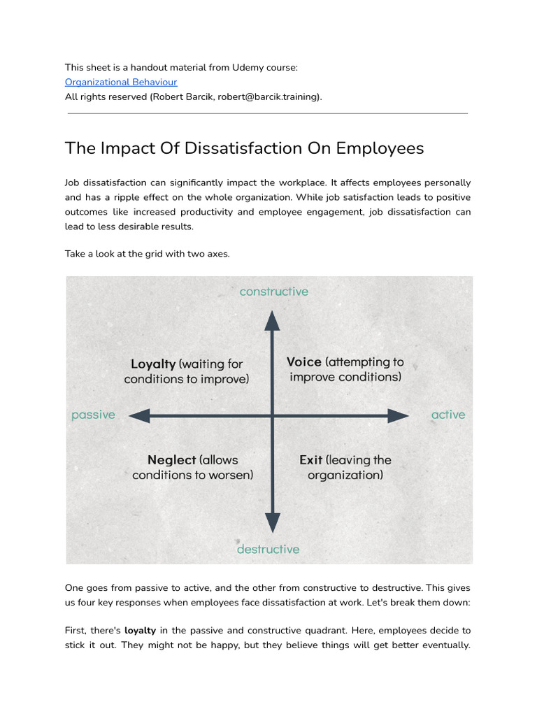 The Impact of Dissatisfaction On Employees | PDF | Job Satisfaction ...