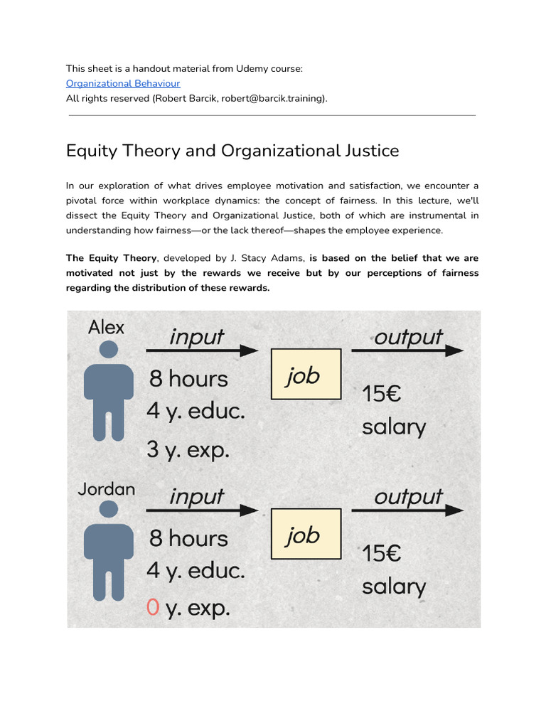 Equity Theory and Organizational Justice | PDF | Behavioural Sciences ...