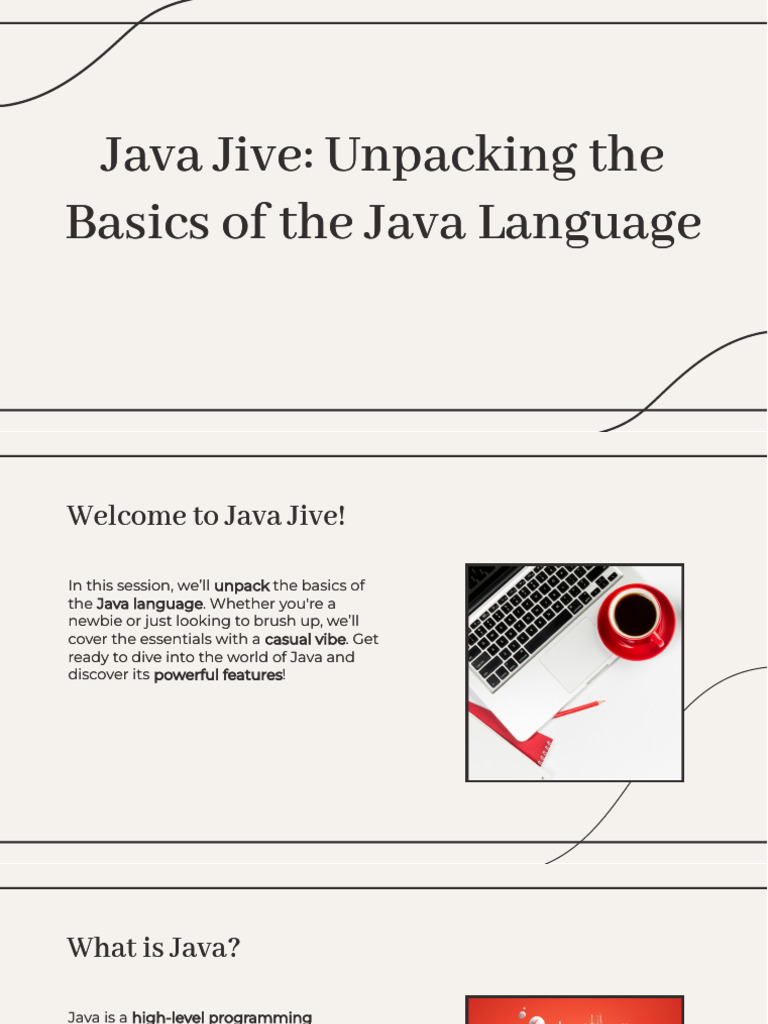 Slidesgo Java Jive Unpacking The Basics of The Java Language 20241206074255wXOE | PDF