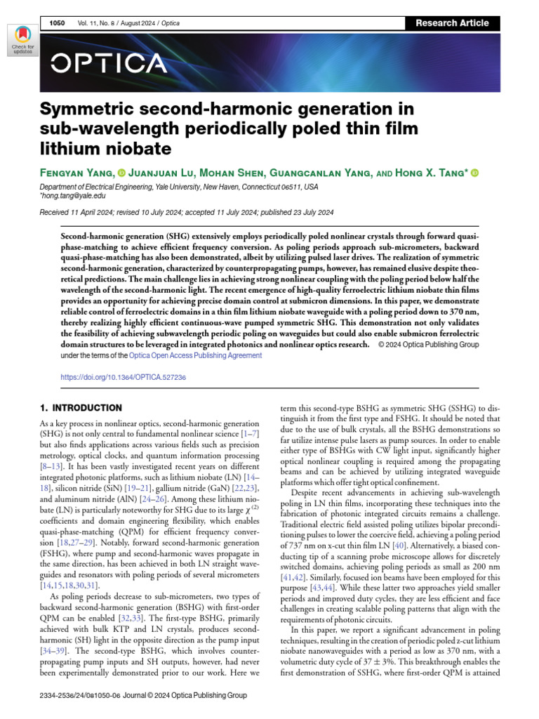 optica-11-8-1050 | PDF | Nonlinear Optics | Physical Phenomena