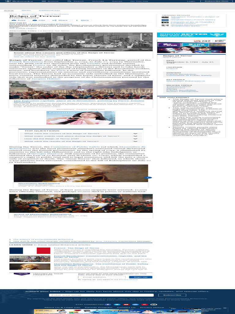 Reign of Terror History, Significance, & Facts Britannica | PDF | Reign ...