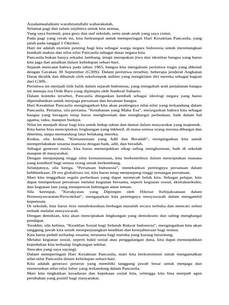 pidato kesaktian pancasila | PDF