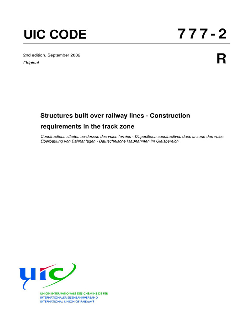 UIC Code 777-2: Railway Structure Guidelines | PDF | Risk | Train