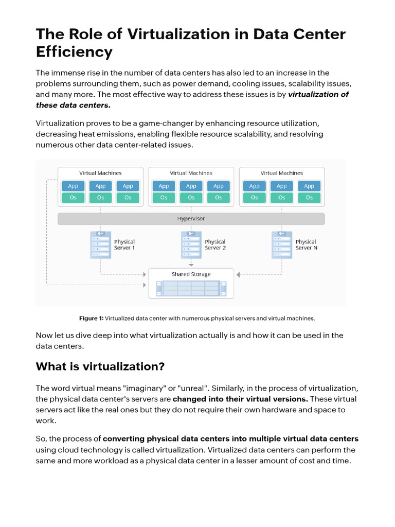 The Role of Virtualization in Data Center Efficiency - Sivaranjani S | PDF | Virtualization ...