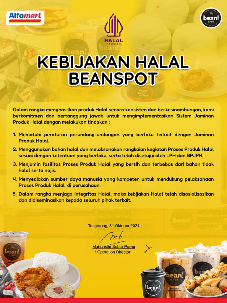 Kebijakan Halal - Beanspot - A4 - Potrait | PDF