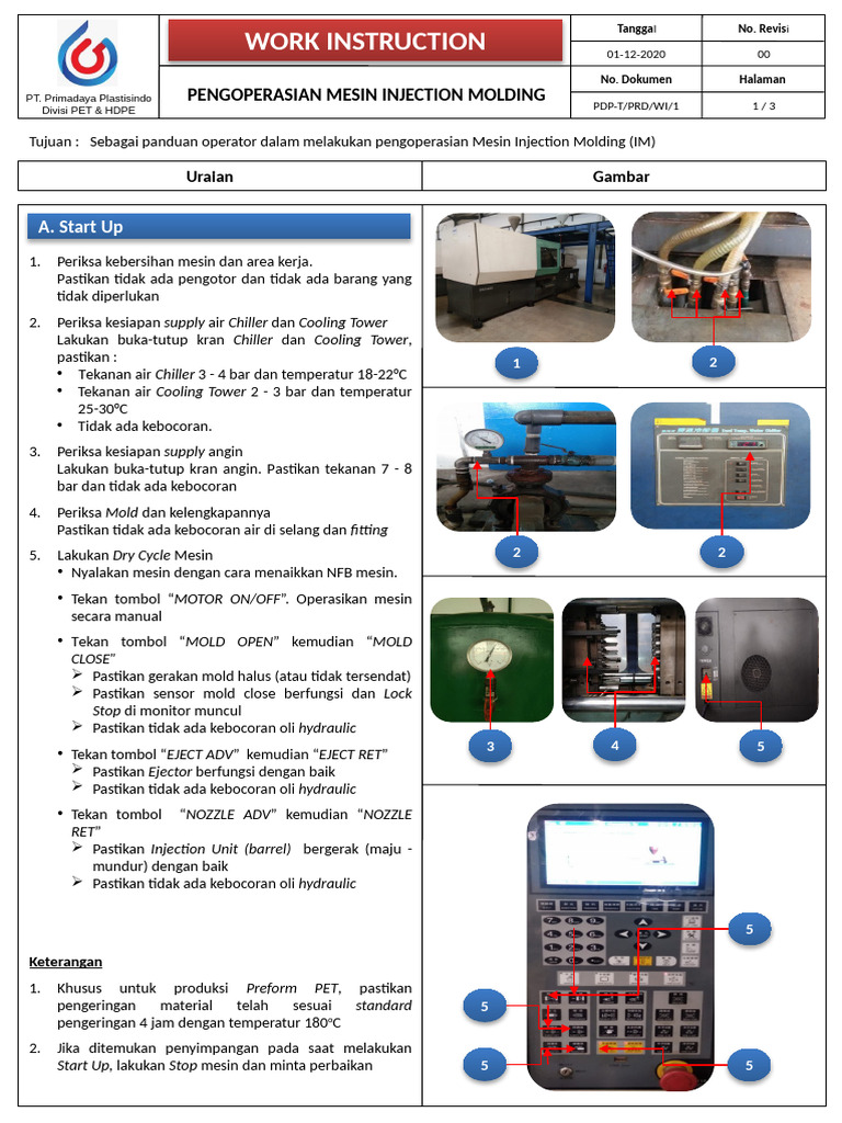 Panduan Pengoperasian Mesin Injection Molding | PDF