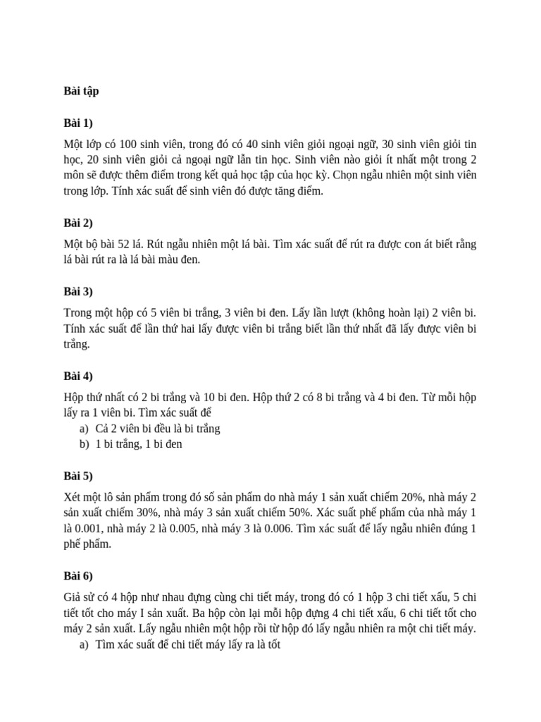 Bài tập XSTK | PDF