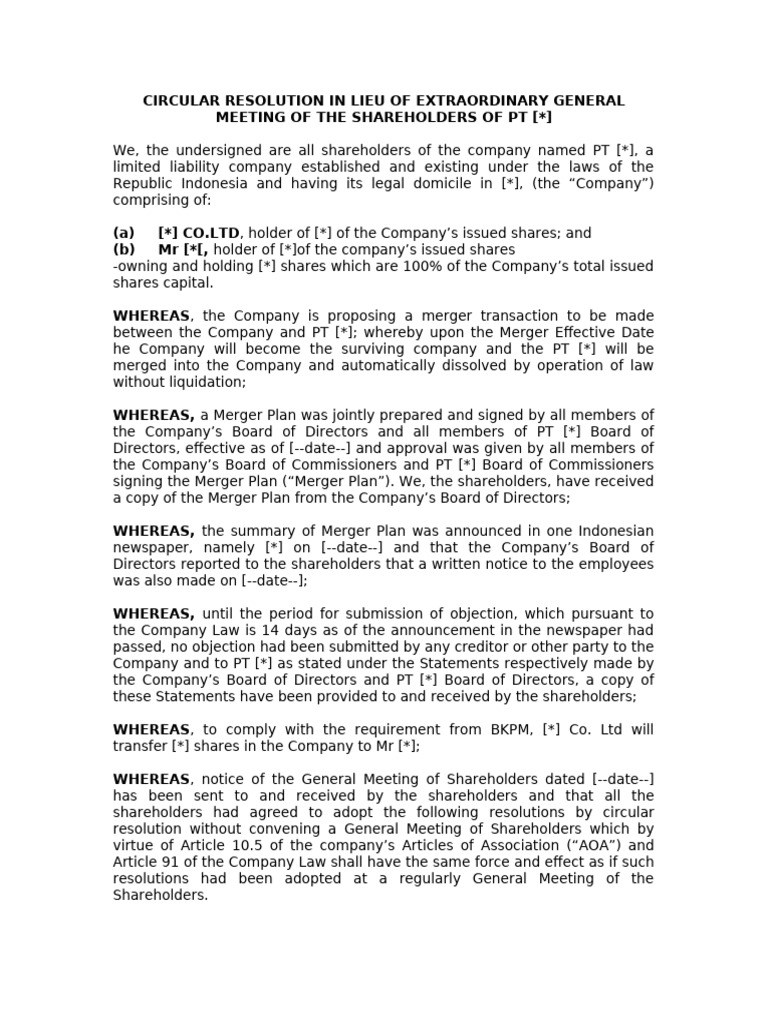 CIRCULAR MERGER 2 | PDF | Board Of Directors | Mergers And Acquisitions