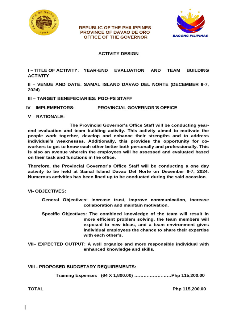 Activity Design - Year-End Evaluation | PDF | Business | Cognition