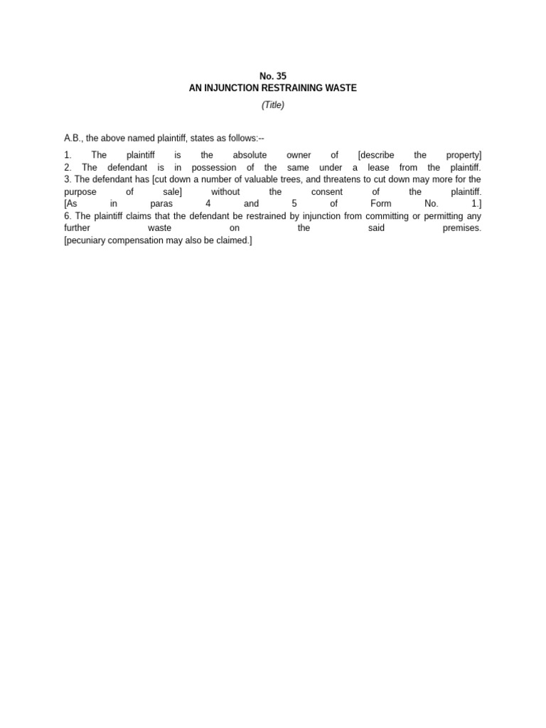 An Injunction Restraining Waste | PDF