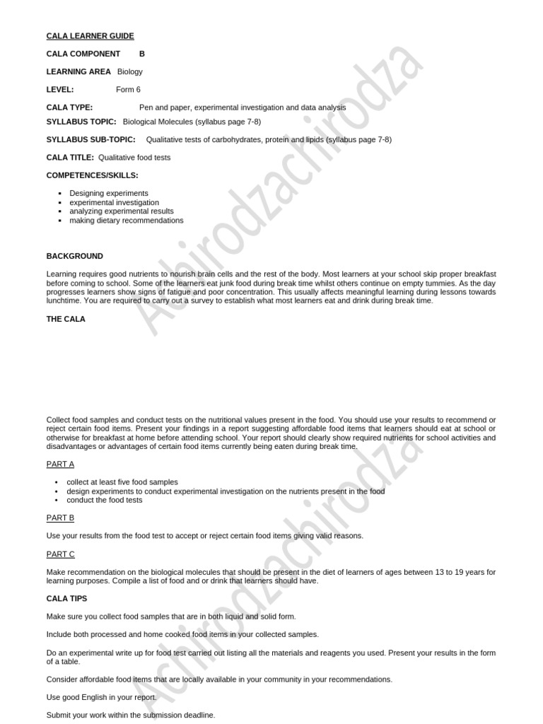 CALA_A_BIO | PDF | Experiment | Nutrients