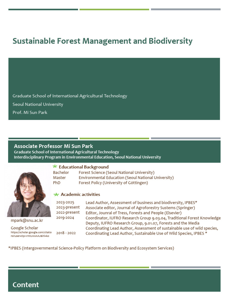Sustainable Forest Management and Biodiversity - Online Day2 | PDF ...