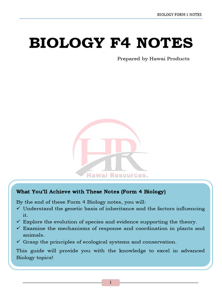 BIO F4 NOTES - Hawai Resources | PDF | Dominance (Genetics) | Dna