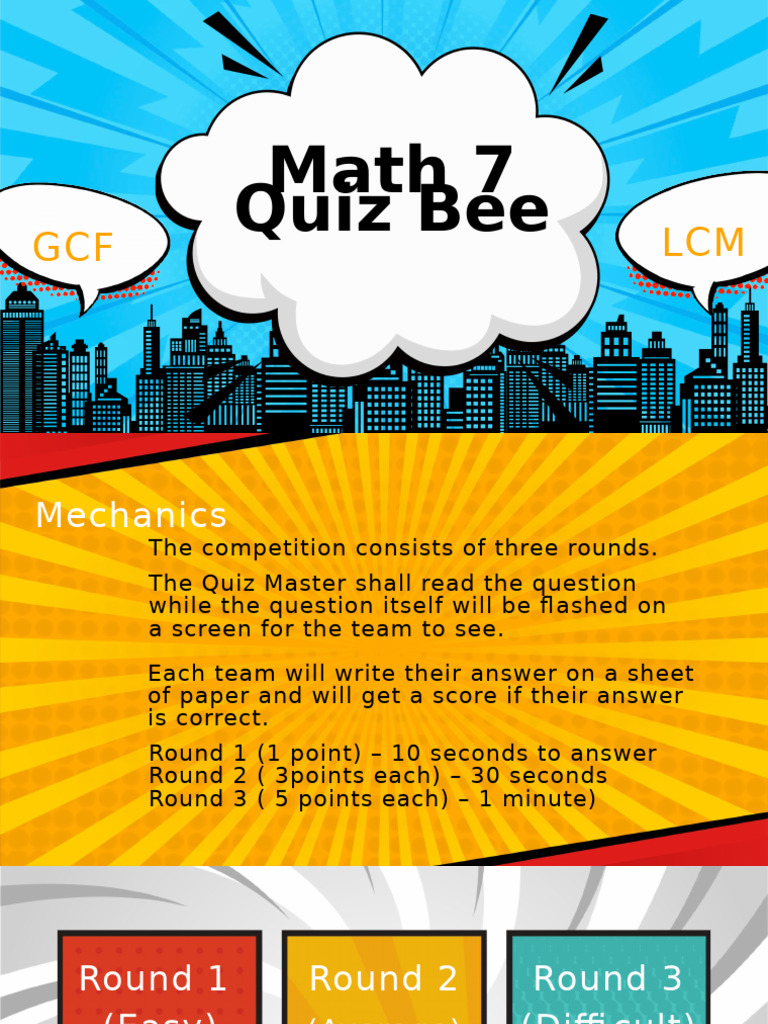 Math 7 - Q1 - Quiz Bee - Review | PDF | Euclidean Geometry | Elementary ...