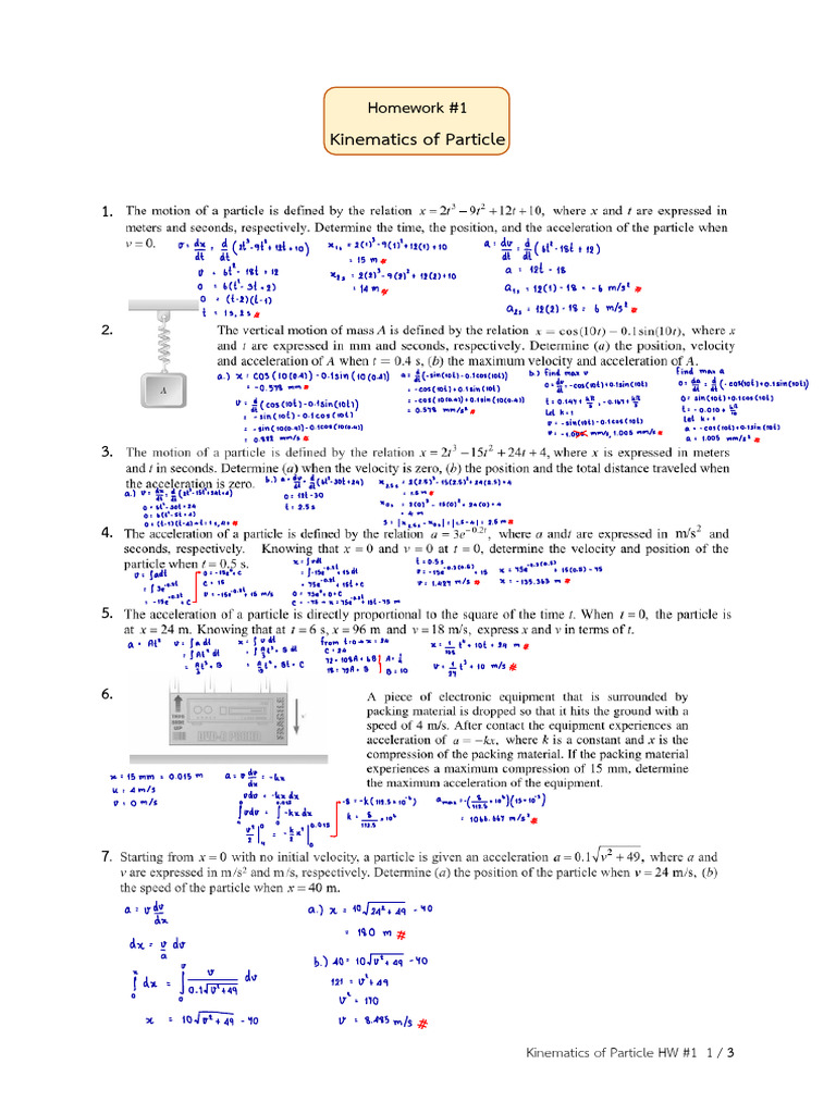 HW#1D Kinematics of Particle 1 | PDF | Euclidean Geometry | Complex Analysis
