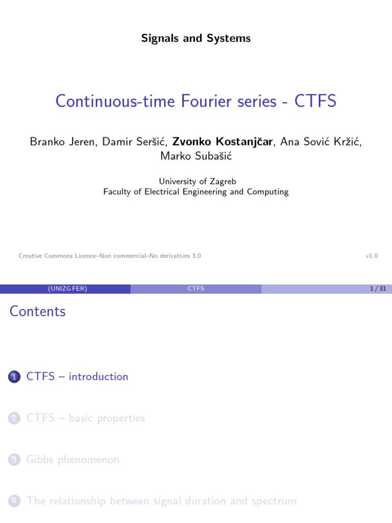 Signals and Systems 04 CTFS | PDF | Fourier Series | Fourier Transform