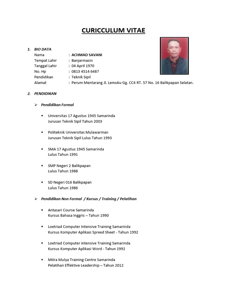 CV Achmad Savani | PDF