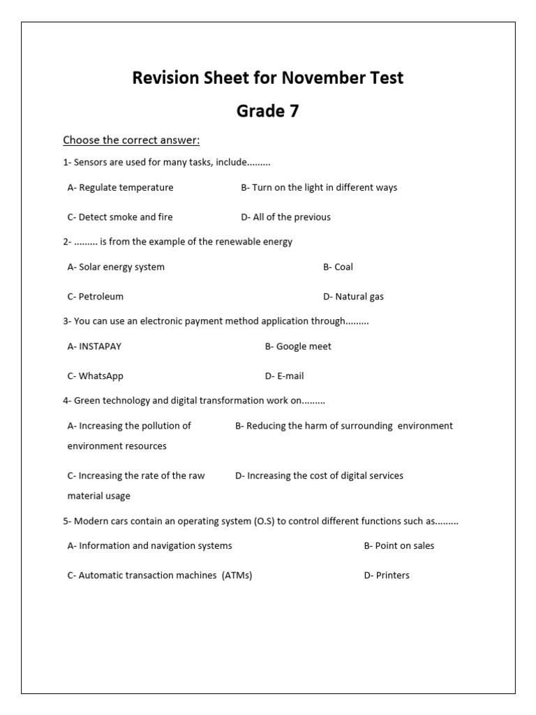 revision sheet grade 7 | PDF | Operating System | Cloud Computing