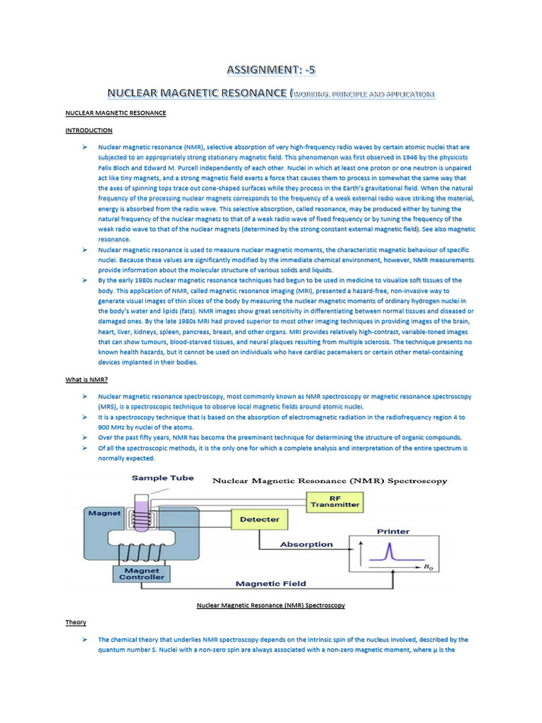ASSIGNMENT TECH 5 | PDF | Nuclear Magnetic Resonance | Nuclear Magnetic Resonance Spectroscopy