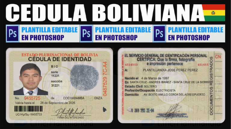 Plantilla Cedula Bolivia para Editar | PDF