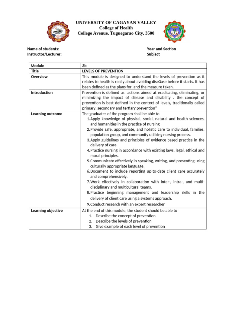 chn-1-module-3b | PDF | Preventive Healthcare | Physical Examination