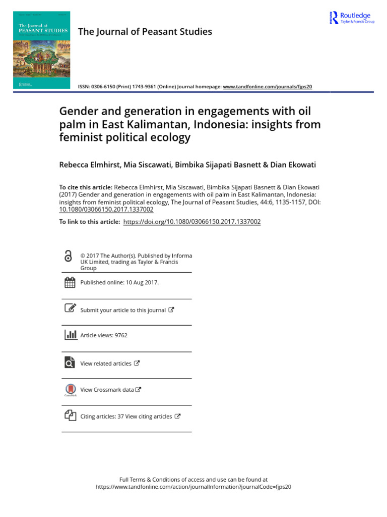 Gender and Generation in Engagements With Oil Palm in East Kalimantan ...