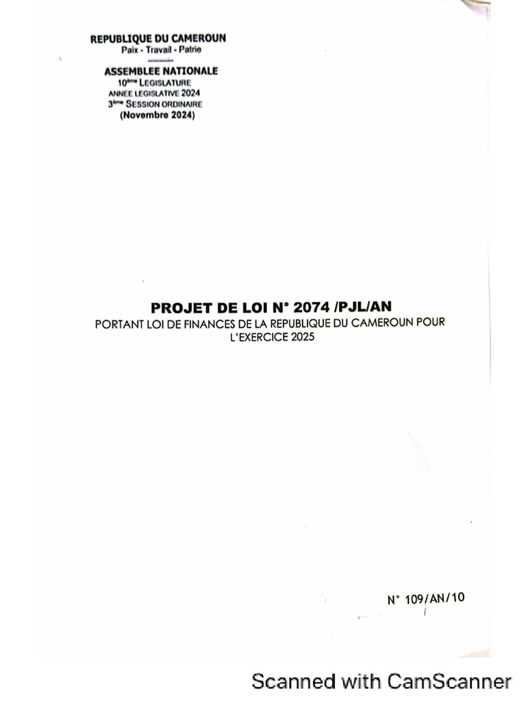 Projet de Loi N 2074 Portant Loi de Final | PDF