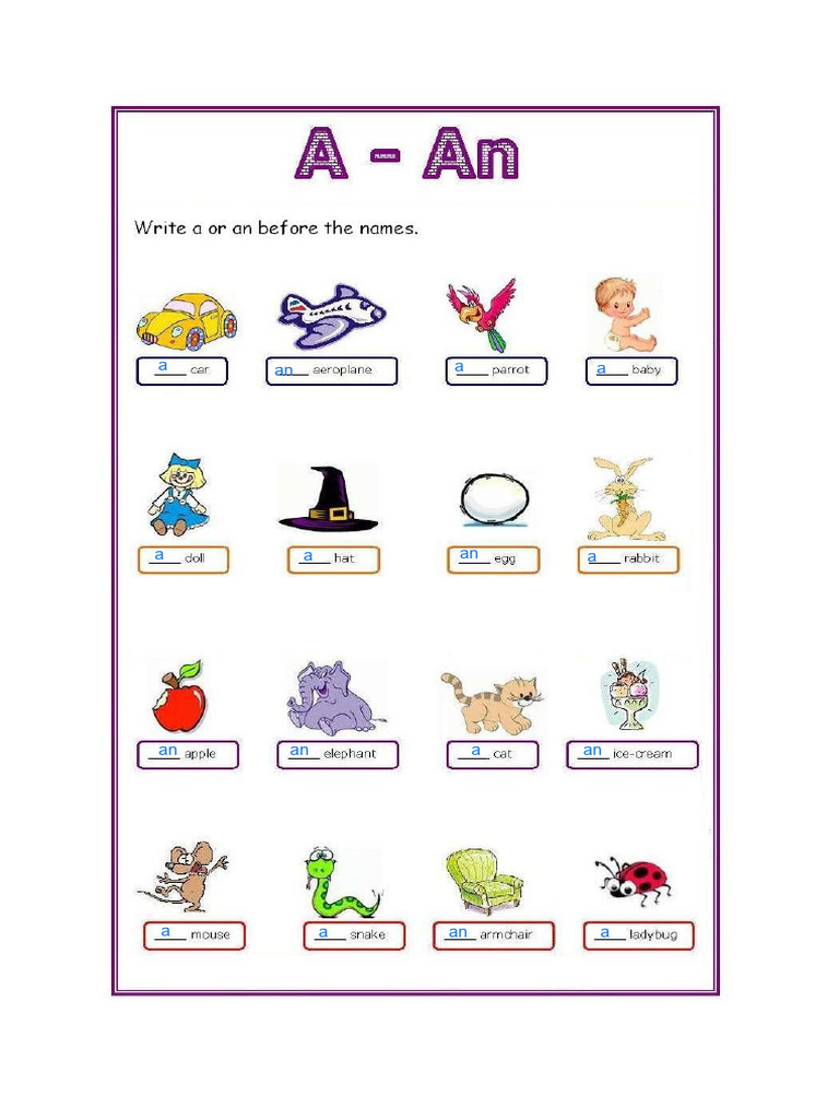A Vs An Kids | PDF