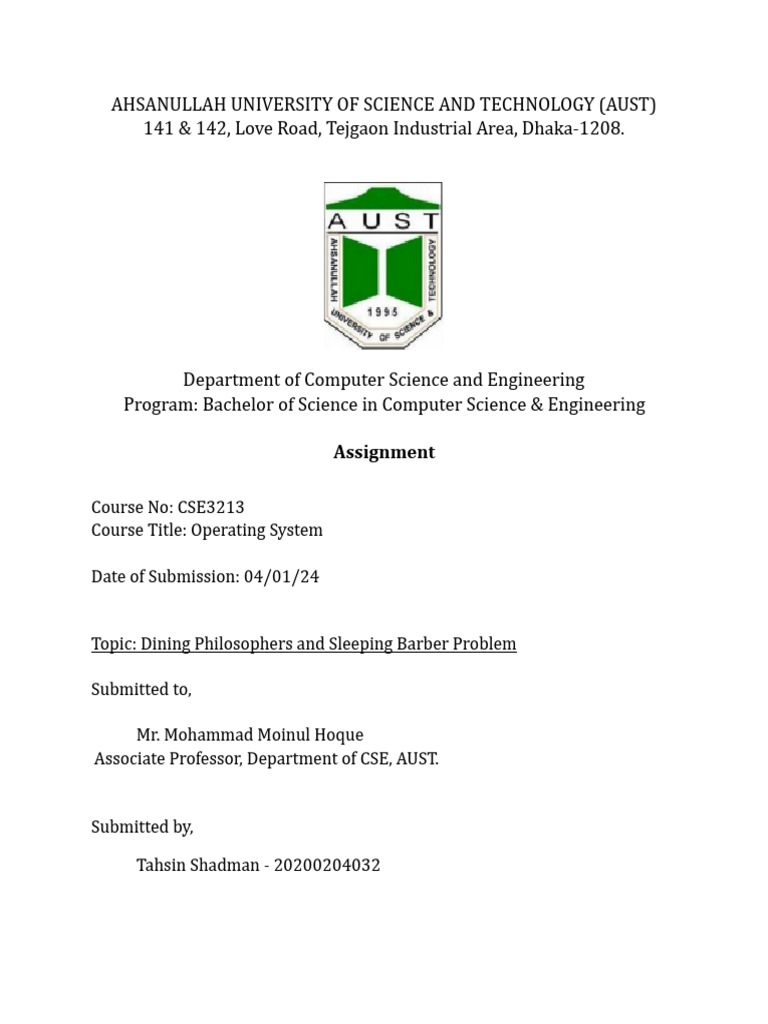 Dining Philosopher Sleeping Barber Id32 | PDF | Concurrent Computing ...