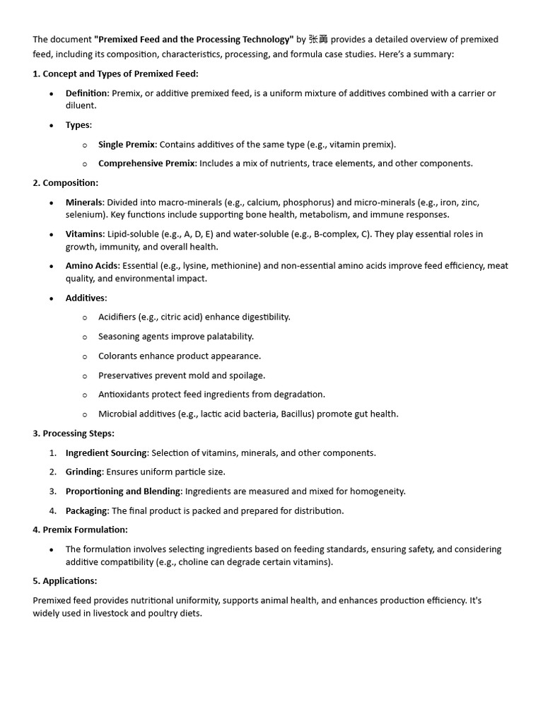 Premixed Feed Formula | PDF