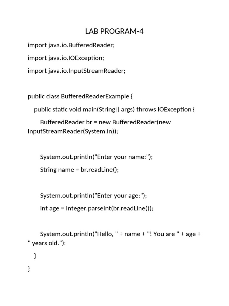 Java BufferedReader Example Code | PDF