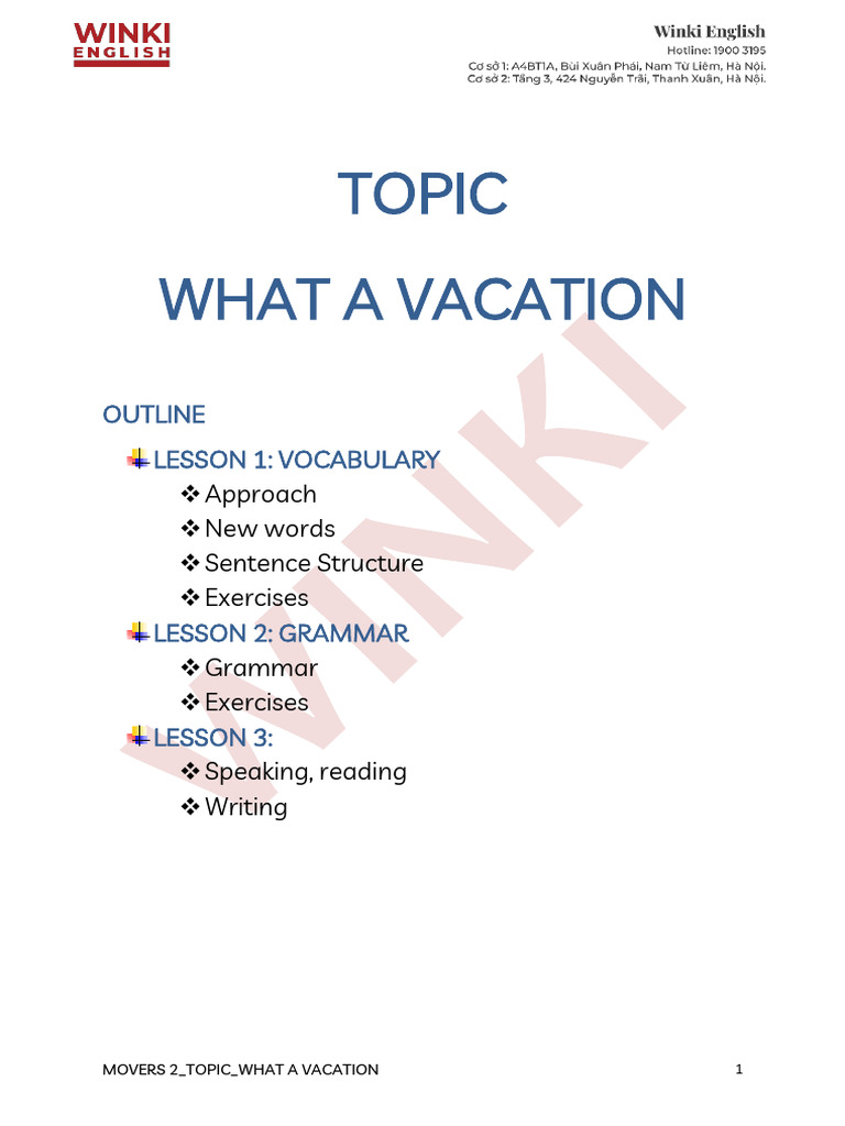 Topic What a vacation | PDF | Linguistics