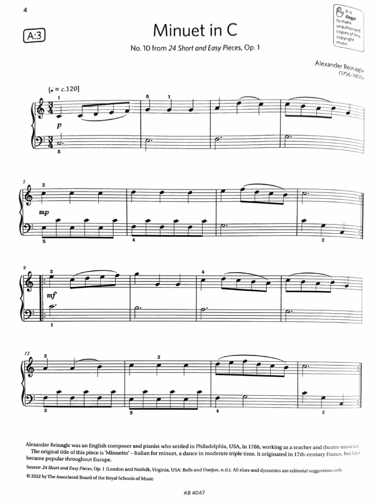 Minuet in C G1 | PDF