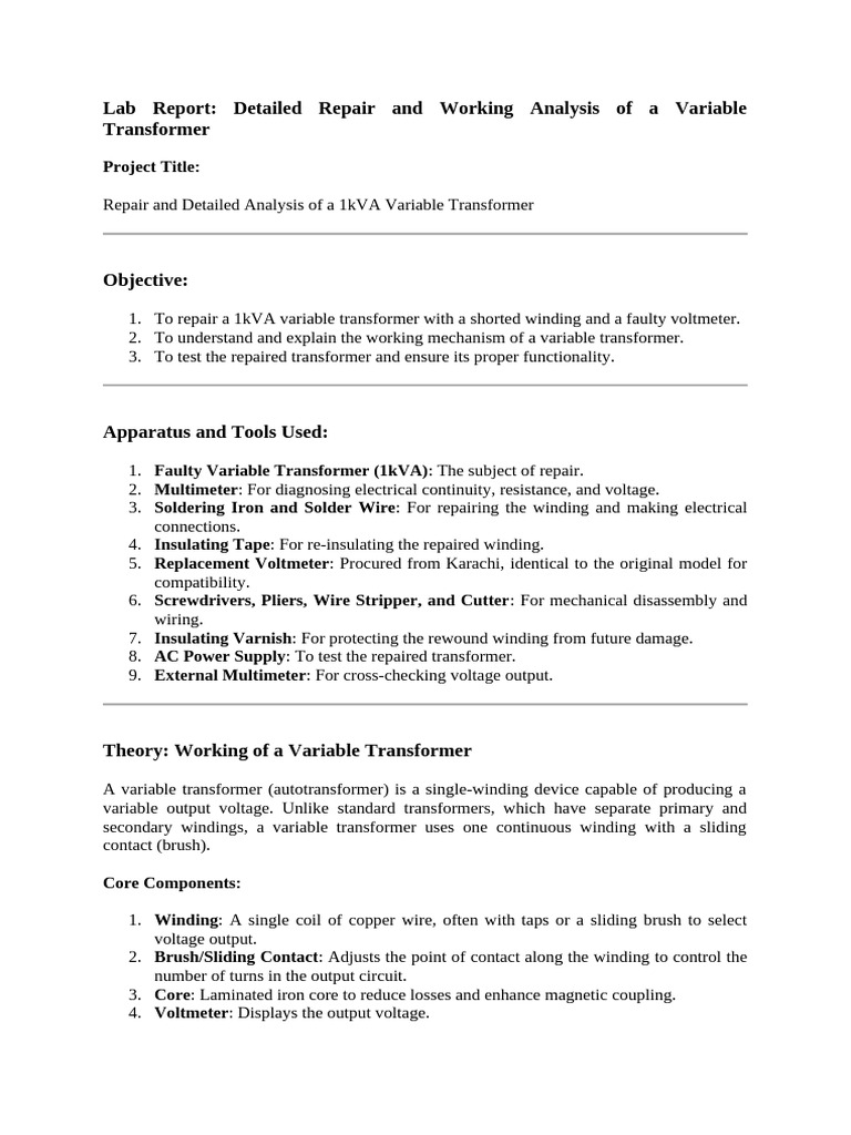 Lab Report | PDF | Transformer | Voltage