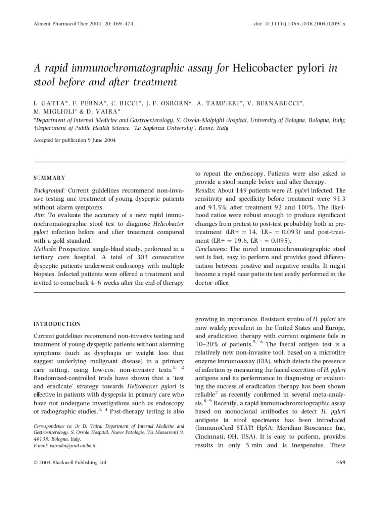 Aliment Pharmacol Ther - 2004 - Gatta - A Rapid Immunochromatographic ...