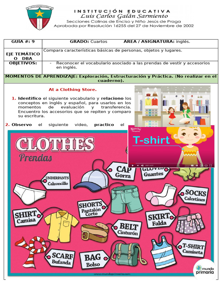 Guía 9 - Inglés - Cuartos NJP | PDF