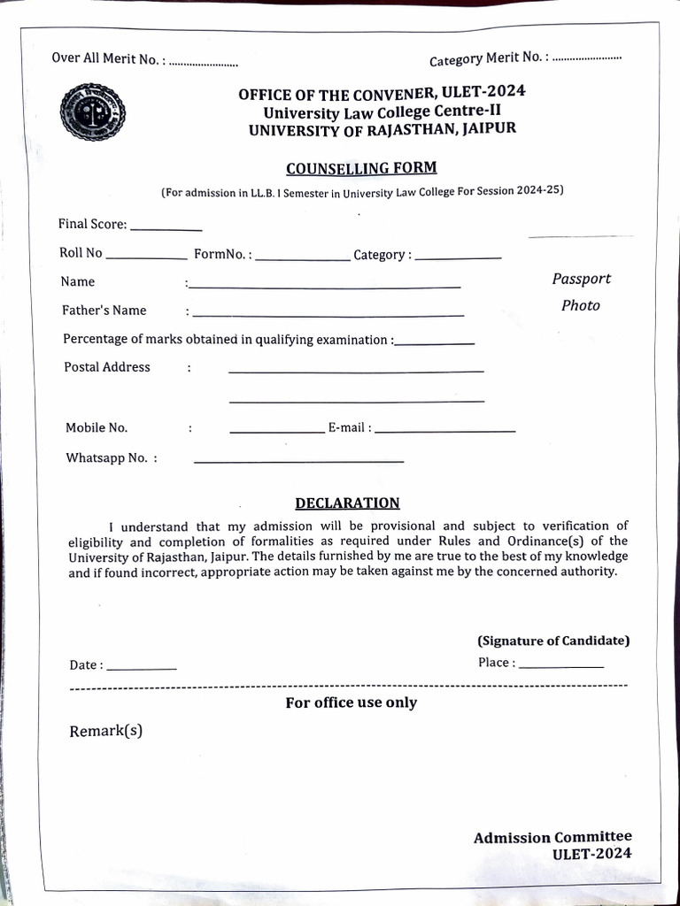 Counseling Form | PDF