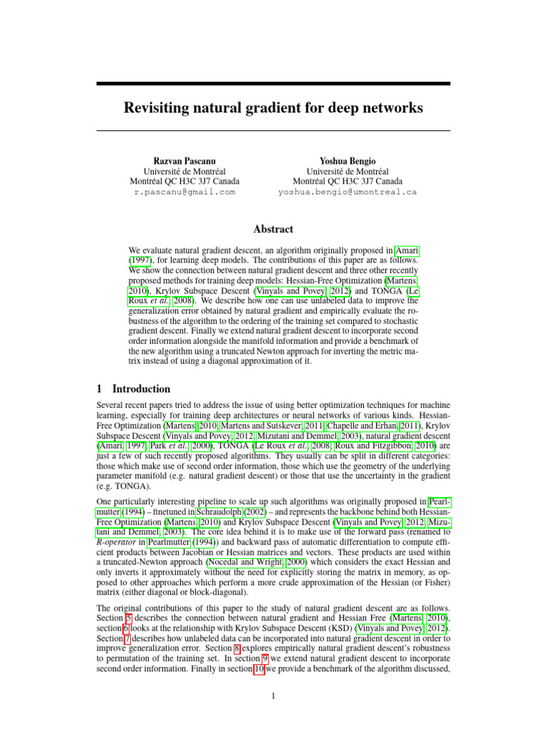 Revisiting Natural Gradient For Deep Networks Pdf Gradient Matrix