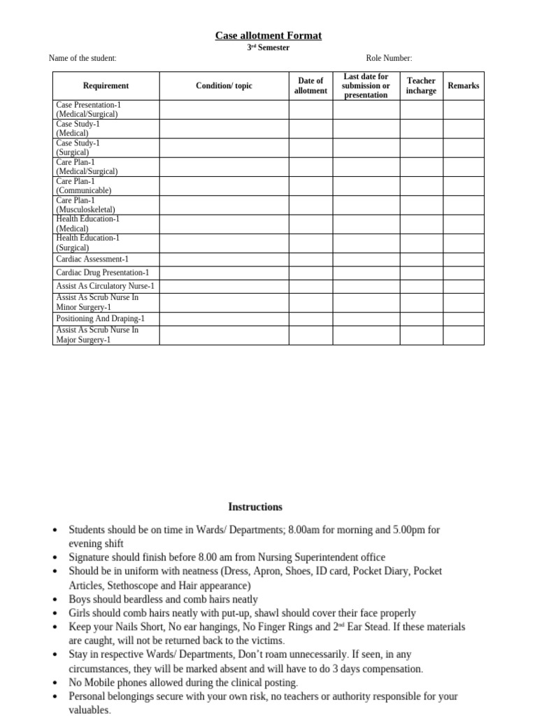 Case Allotment Format | PDF | Medicine | Health Care