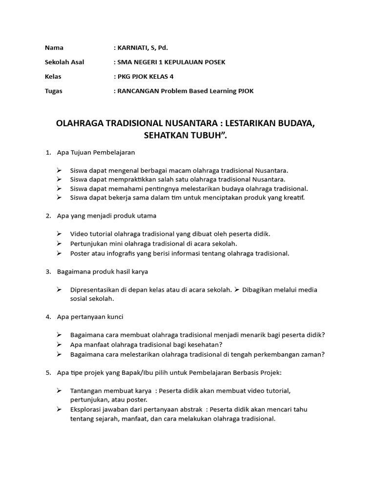 RANCANGAN Problem Based Learning | PDF