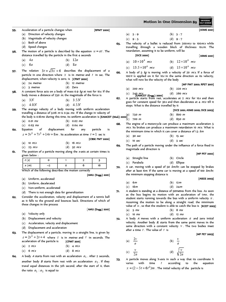 motion in 1d 2 | PDF | Acceleration | Velocity