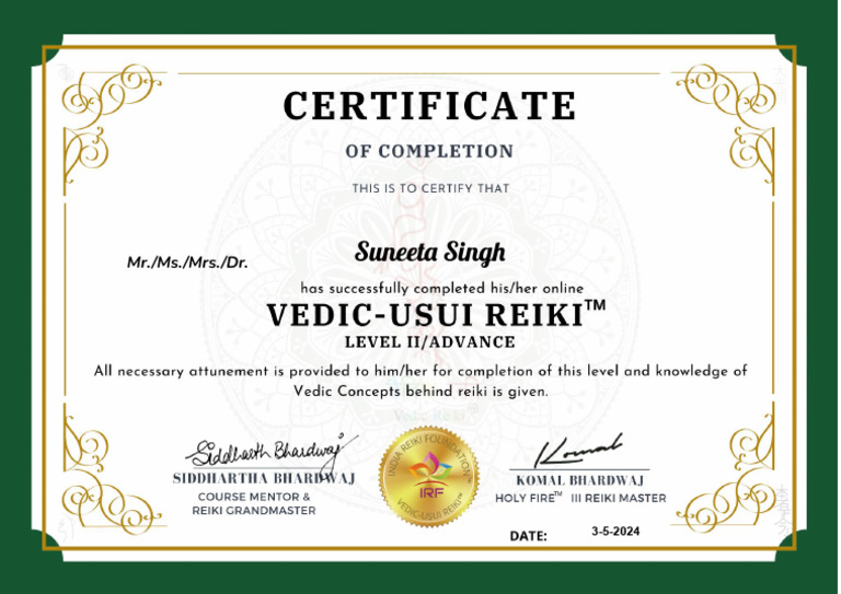 Reiki Level II Certificate | PDF